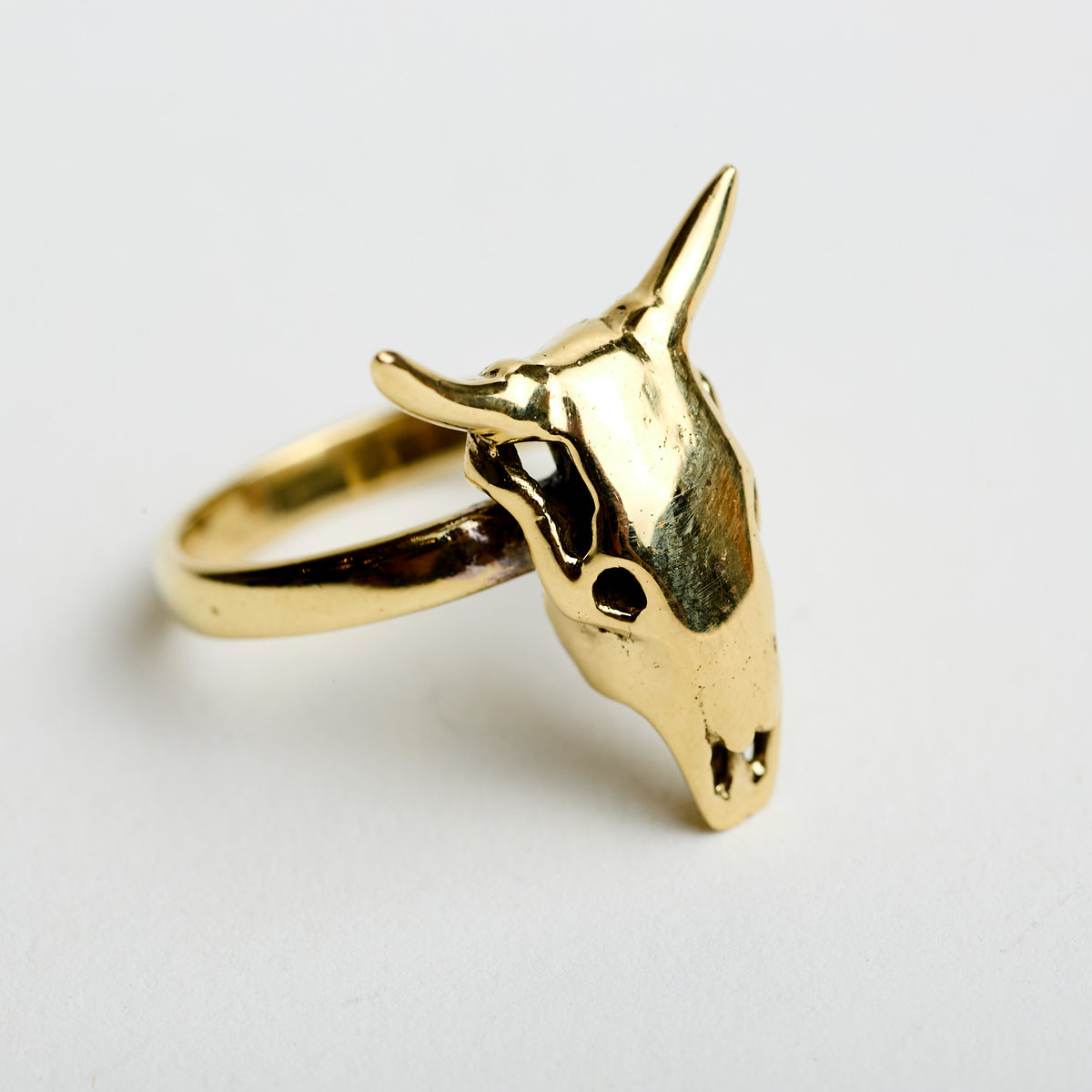 Brass Bull Skull Ring – El Sereno Mercantile